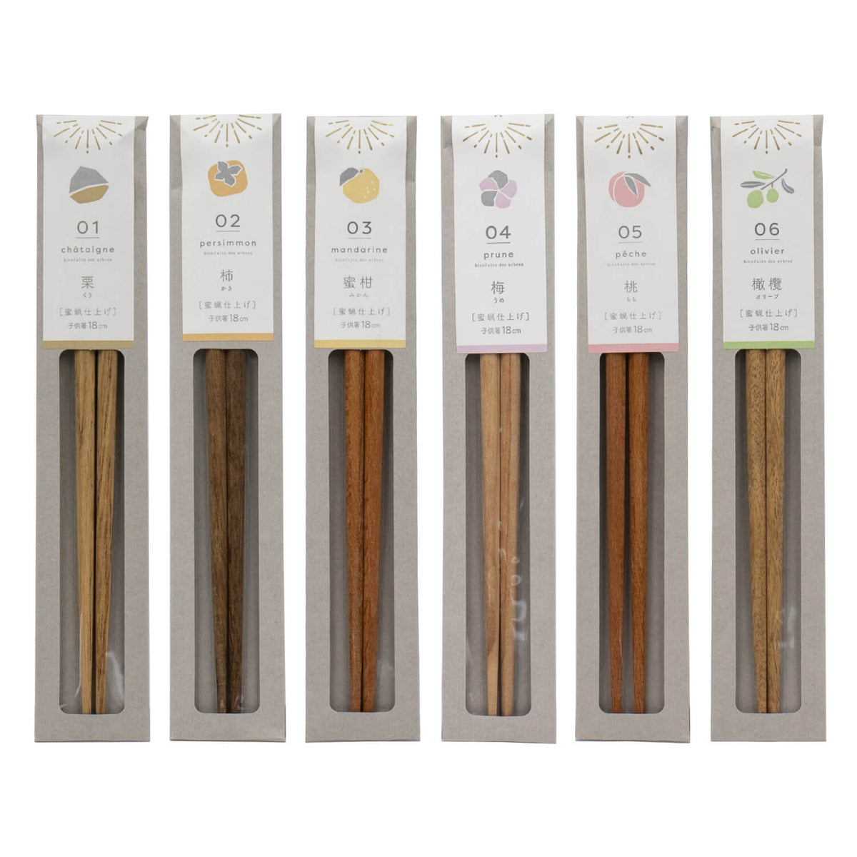 tetoca HiKaRi Fruit Tree Chopsticks for Children 180mm Natural Beeswax ...